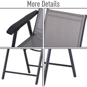 Set Of 2 Folding Chairs Metal Frame Mesh Seat