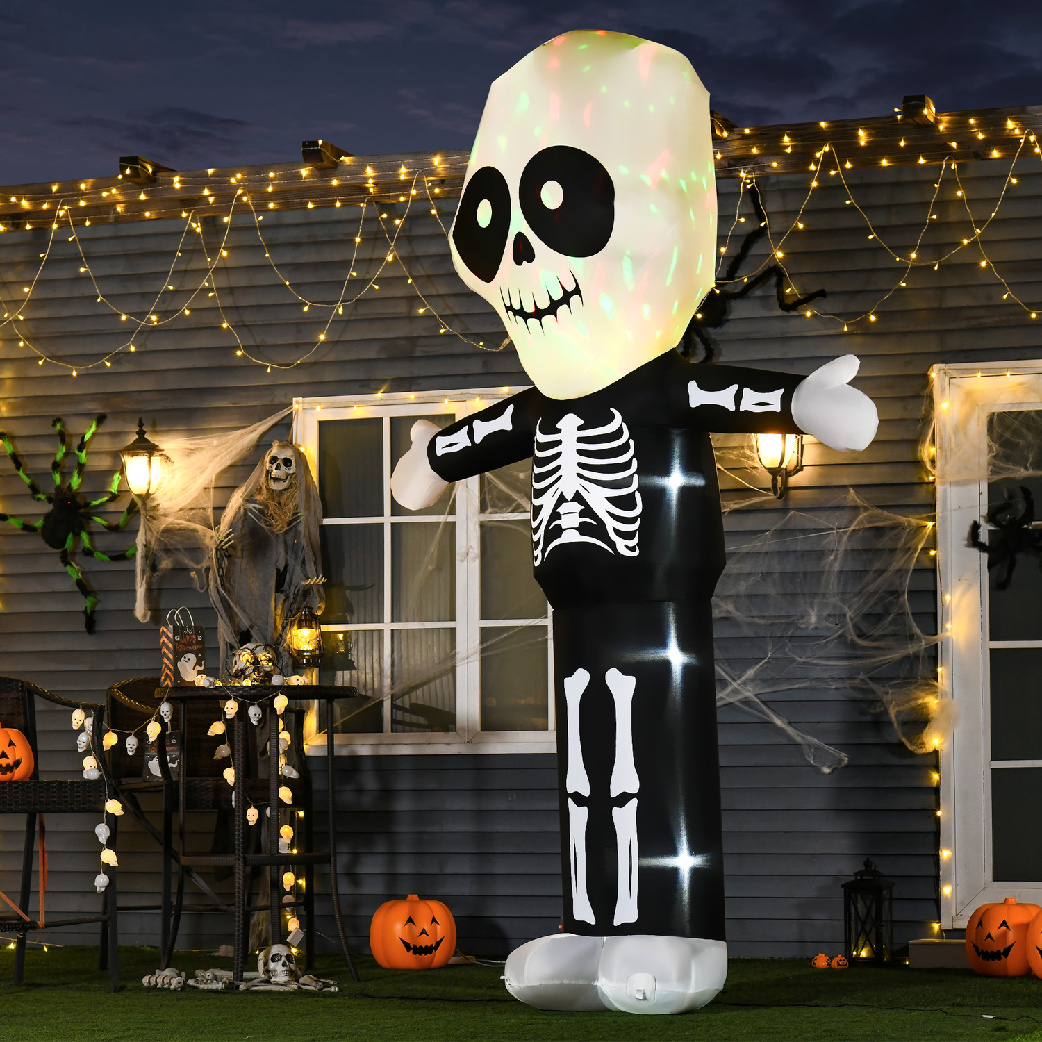 3m Halloween Inflatable Skeleton Ghost Decoration Lighted
