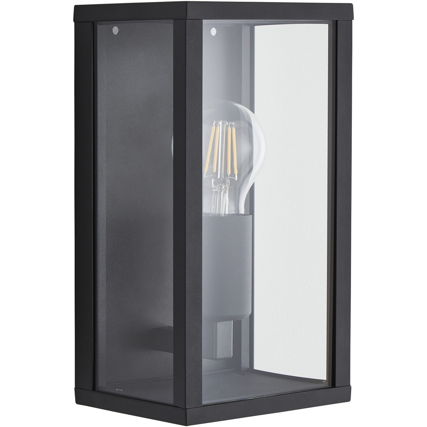CGC SEB Black Outdoor Wall Light Box Lantern Clear Glass
