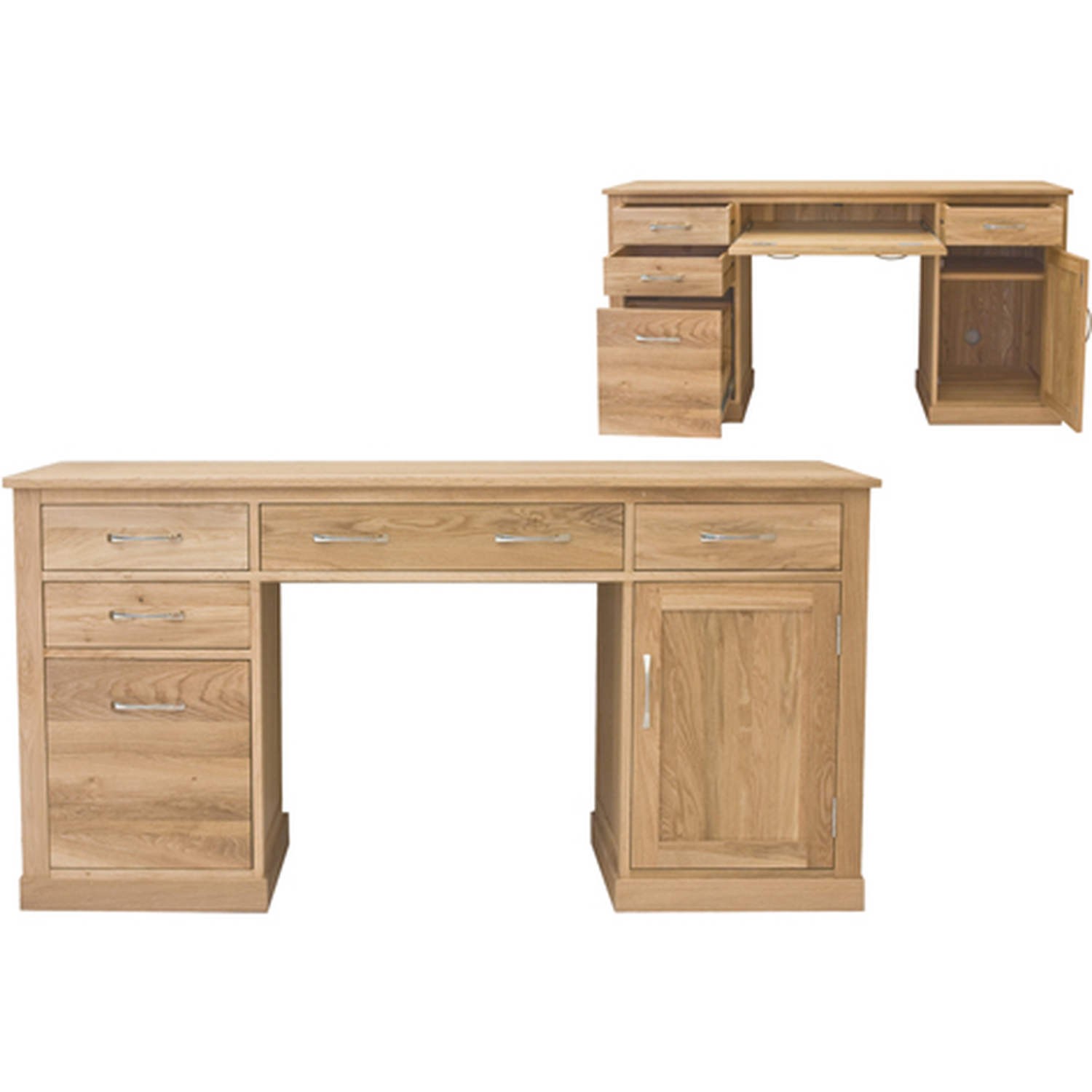 Mobel Oak Twin Pedestal Computer Desk