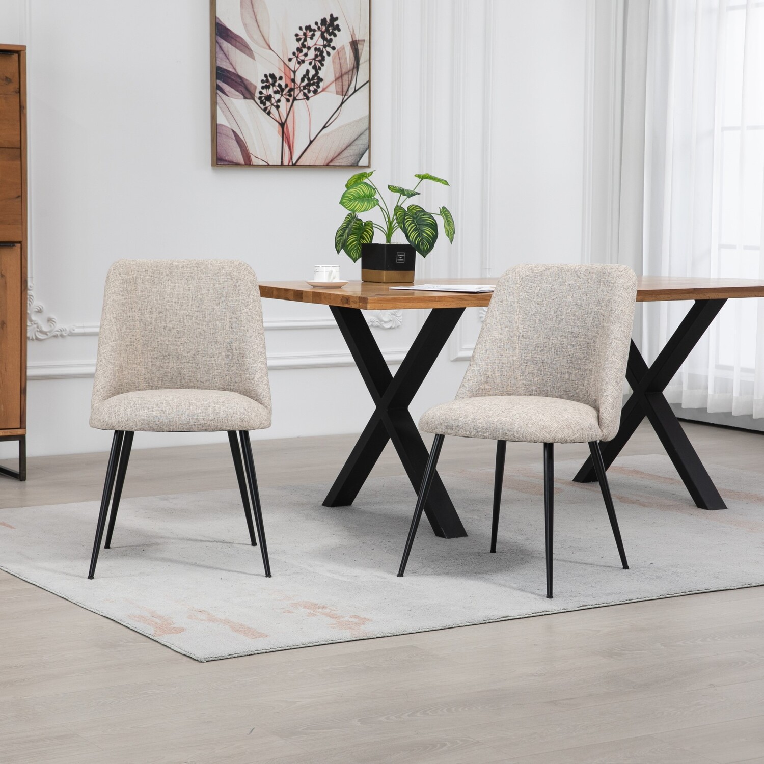Set of 2 Morandi Fabric Dining Chairs