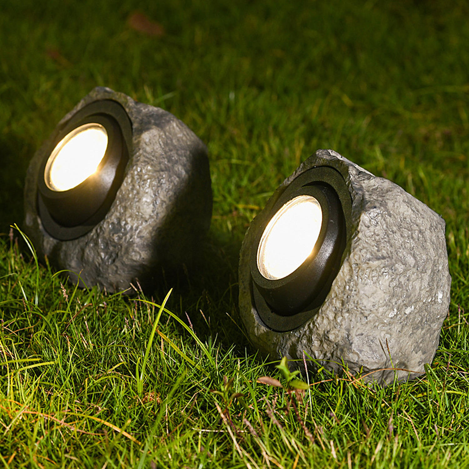 Solar Outdoor Patio Simulated Stone Garden Lights