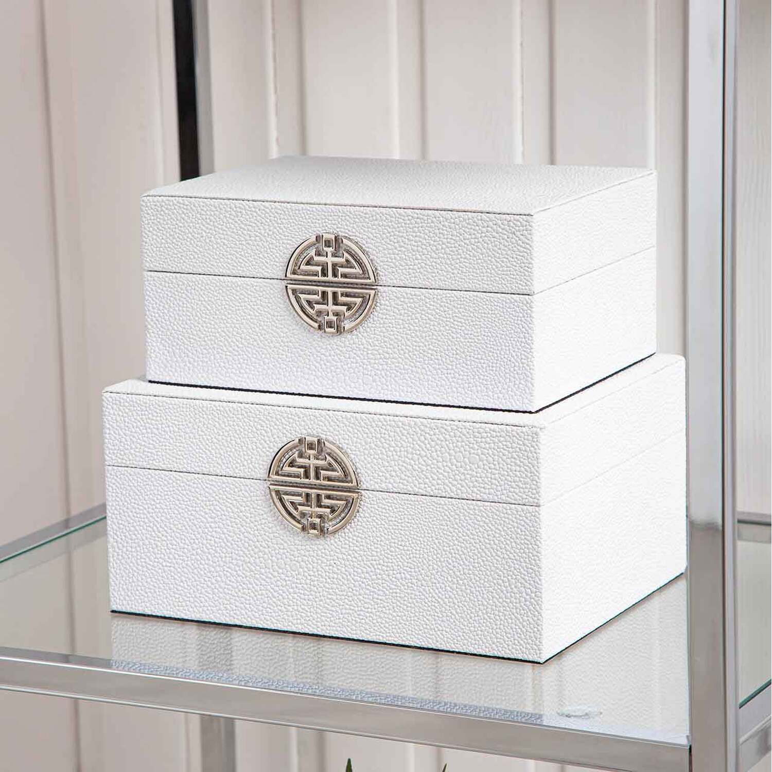 Set of 2 Chic Faux Leather Jewellery Boxes