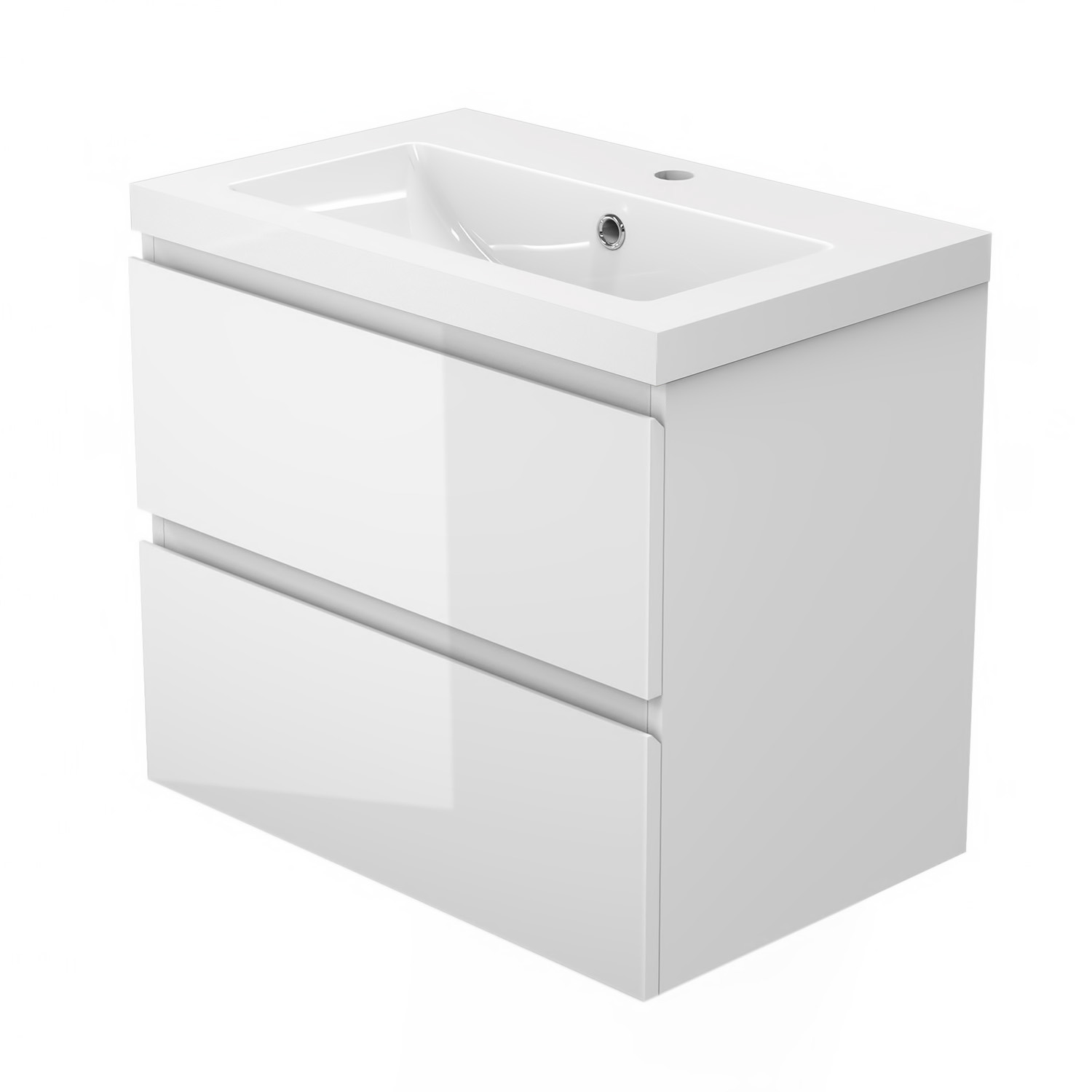 Vanity Unit Basin 600mm Wall Hung Gloss White Flat Pack