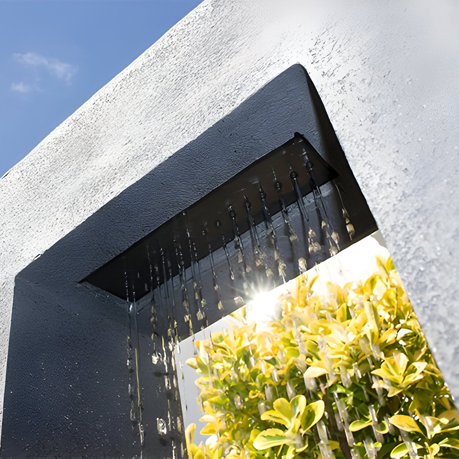 Primrose Trough Rain Effect Water Feature with Planter LED Lights Black ...