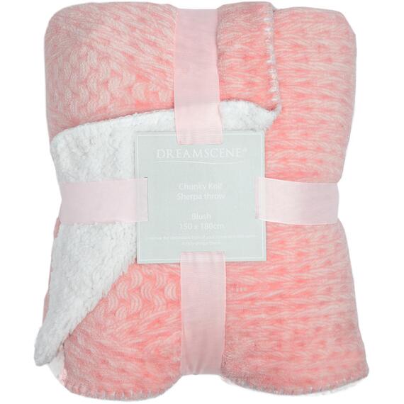 Dreamscene Chunky Knit Print Sherpa Fleece Throw
