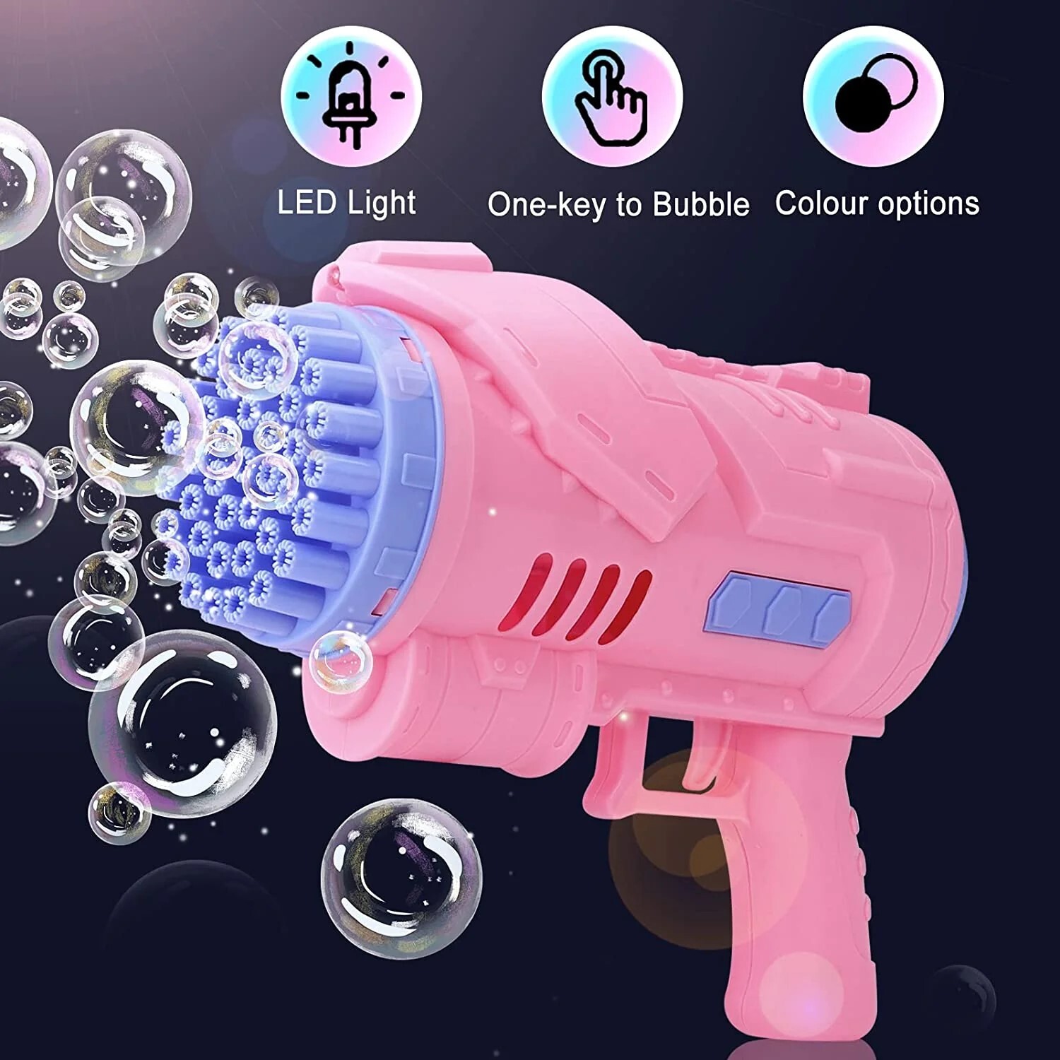 40 Hole Pink Machine Bubble Gun with Solution