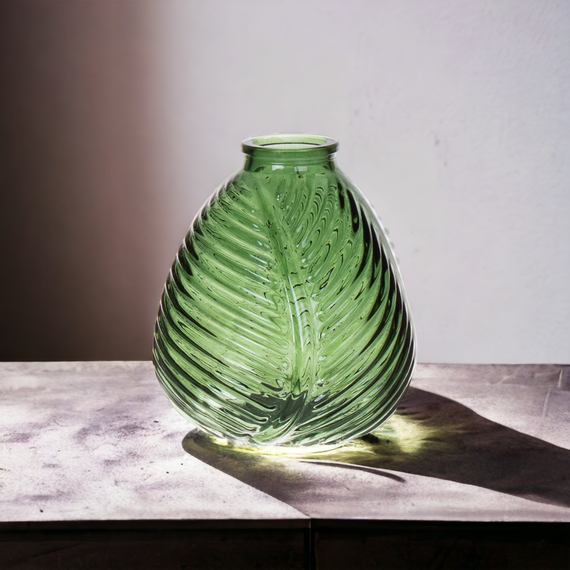 Leaf Design Glass Bud Vase