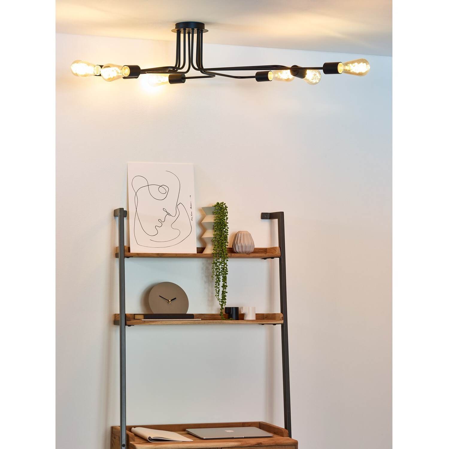 Lester Classic Flush Ceiling Light Black