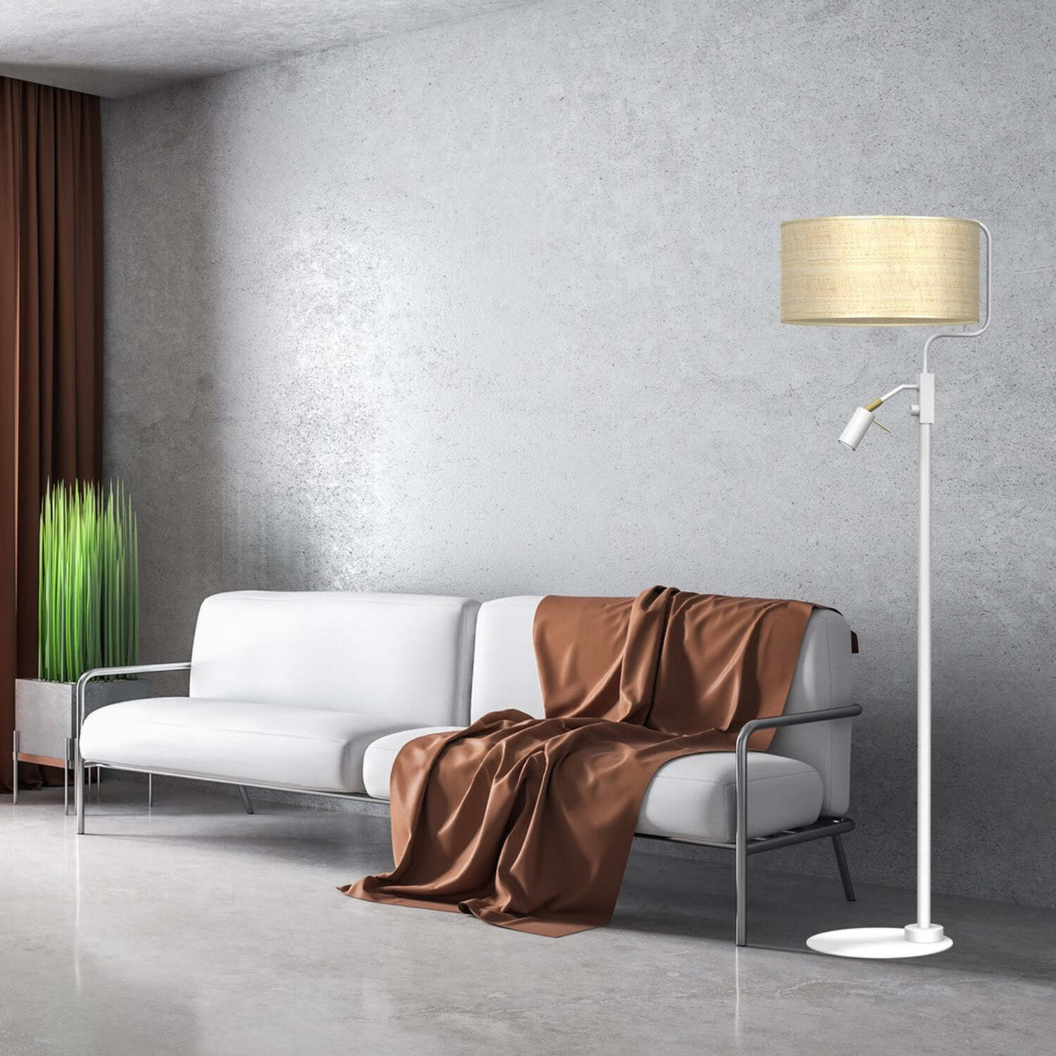 Milagro Floor Lamp Marshall White Rattan