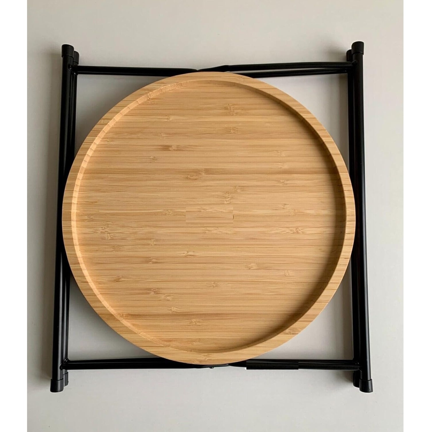 Small Bamboo Side Table And Tray Round End Foldable Bedside Table