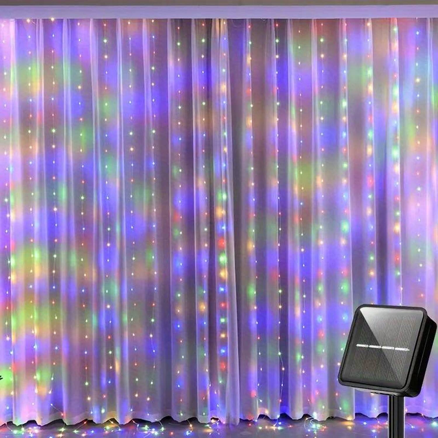 Extrastar LED outdoor garden Solar Curtain with hooks