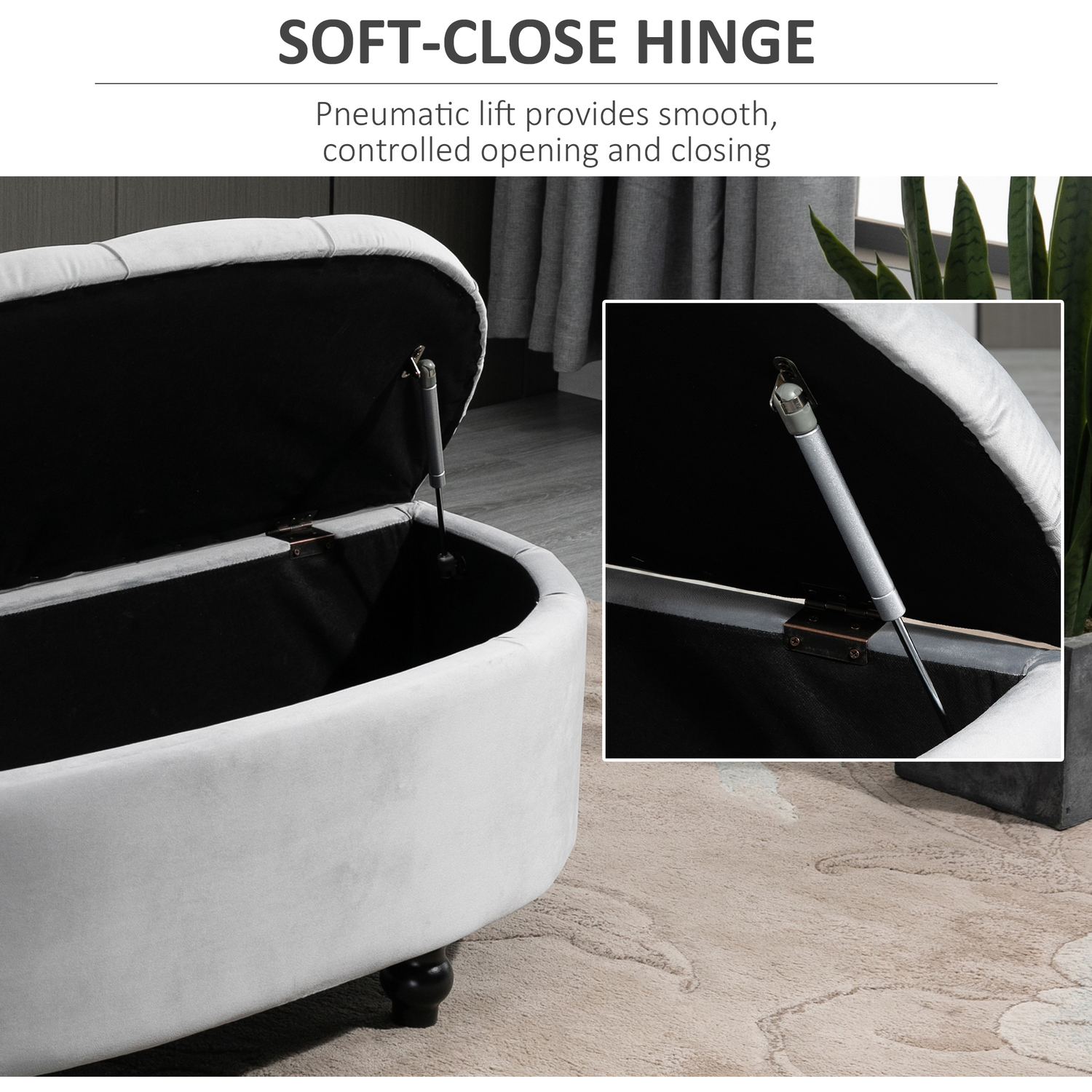 HOMCOM Semi-Circle Bed End Bench Ottoman with Storage
