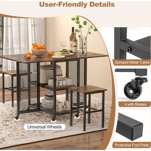 3-Piece Foldable Dining Table Set