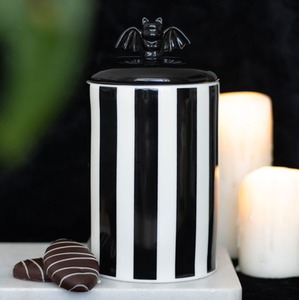 Black And White Striped Bat Storage Jar