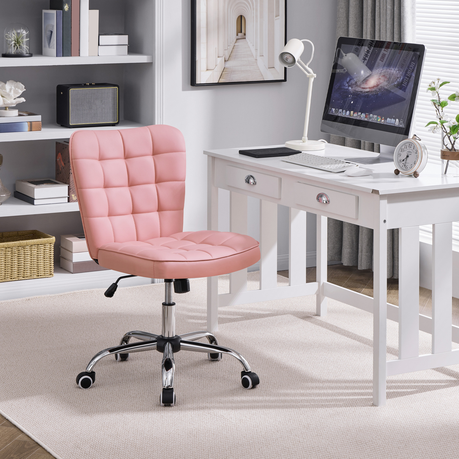 Modern Tufted Armless Desk Chair