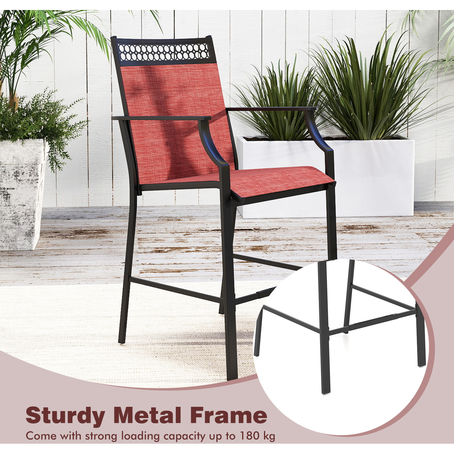 Outdoor Bar Stool Patio Chair Set of 2