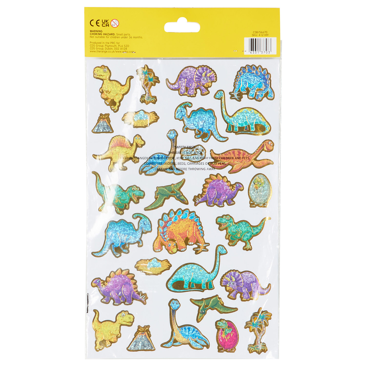 Pack of 2 Dinosaur Outline Stickers