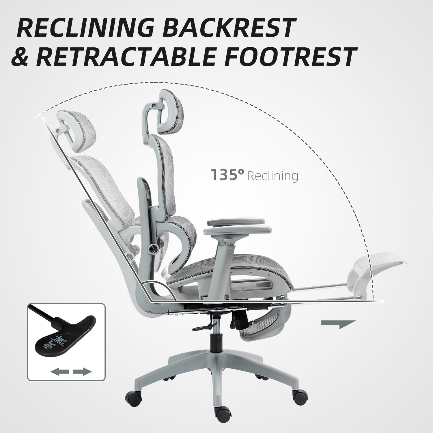 HOMCOM Executive Office Chair Ergonomic Mesh High Back with Lumbar Support