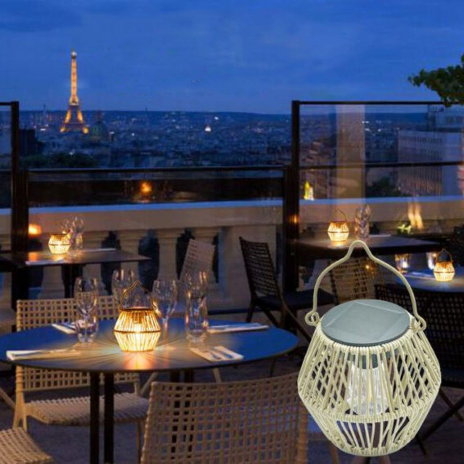 Solar Bamboo Carrying Basket Night Light Decorate Outdoor Courtyard
