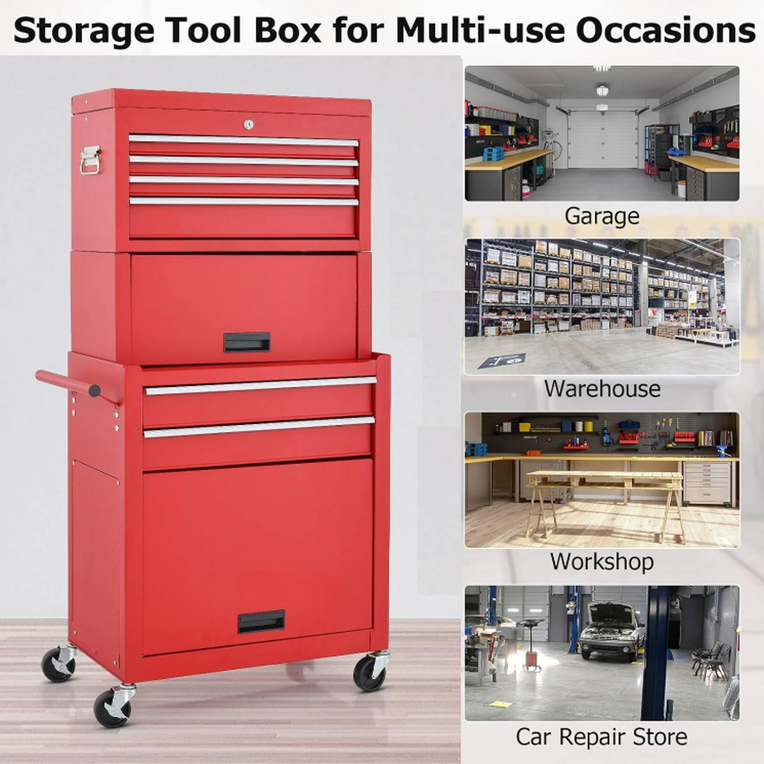 2-In-1 Rolling Lockable Tool Storage Cabinet