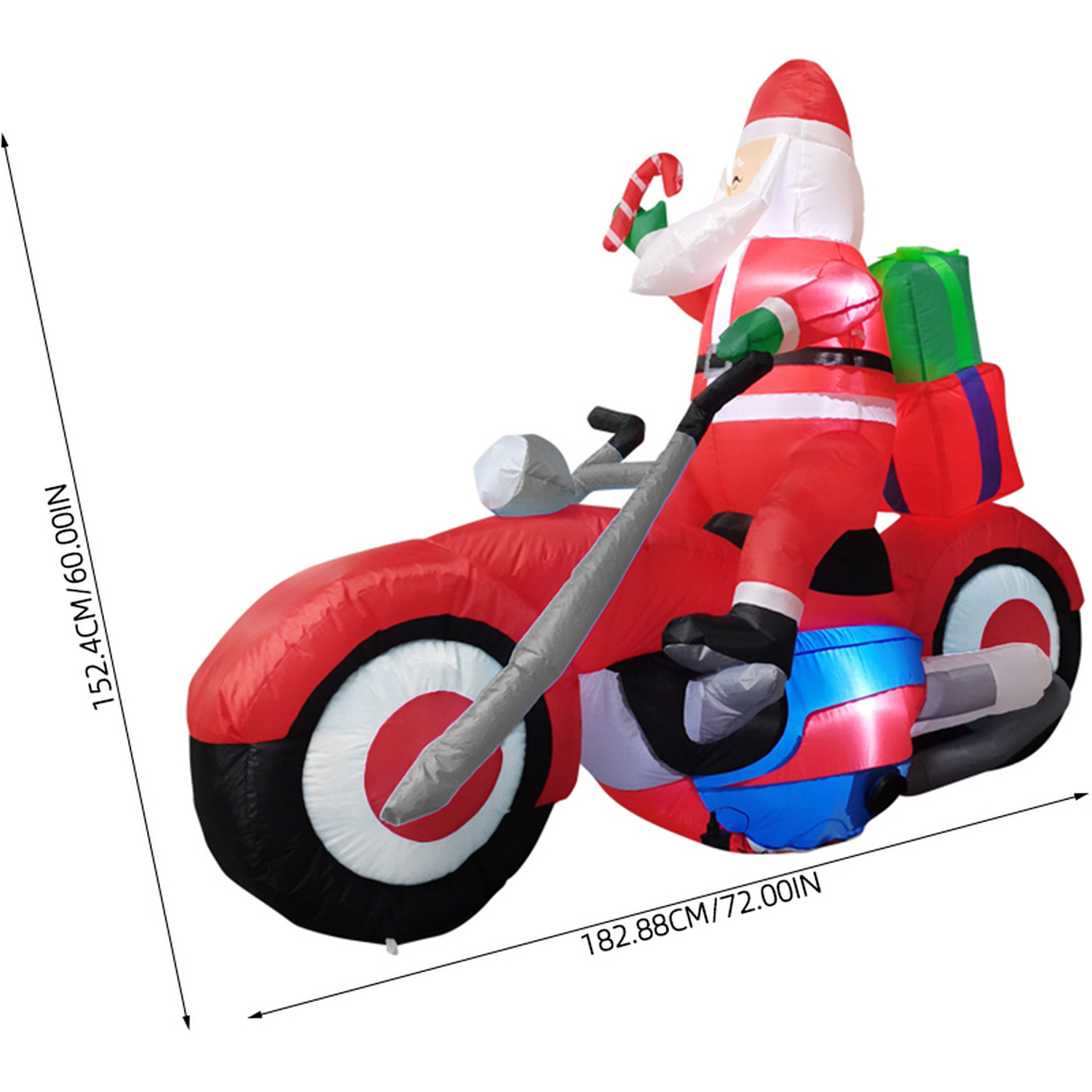 Inflatable Santa on Motorbike with LED Lights