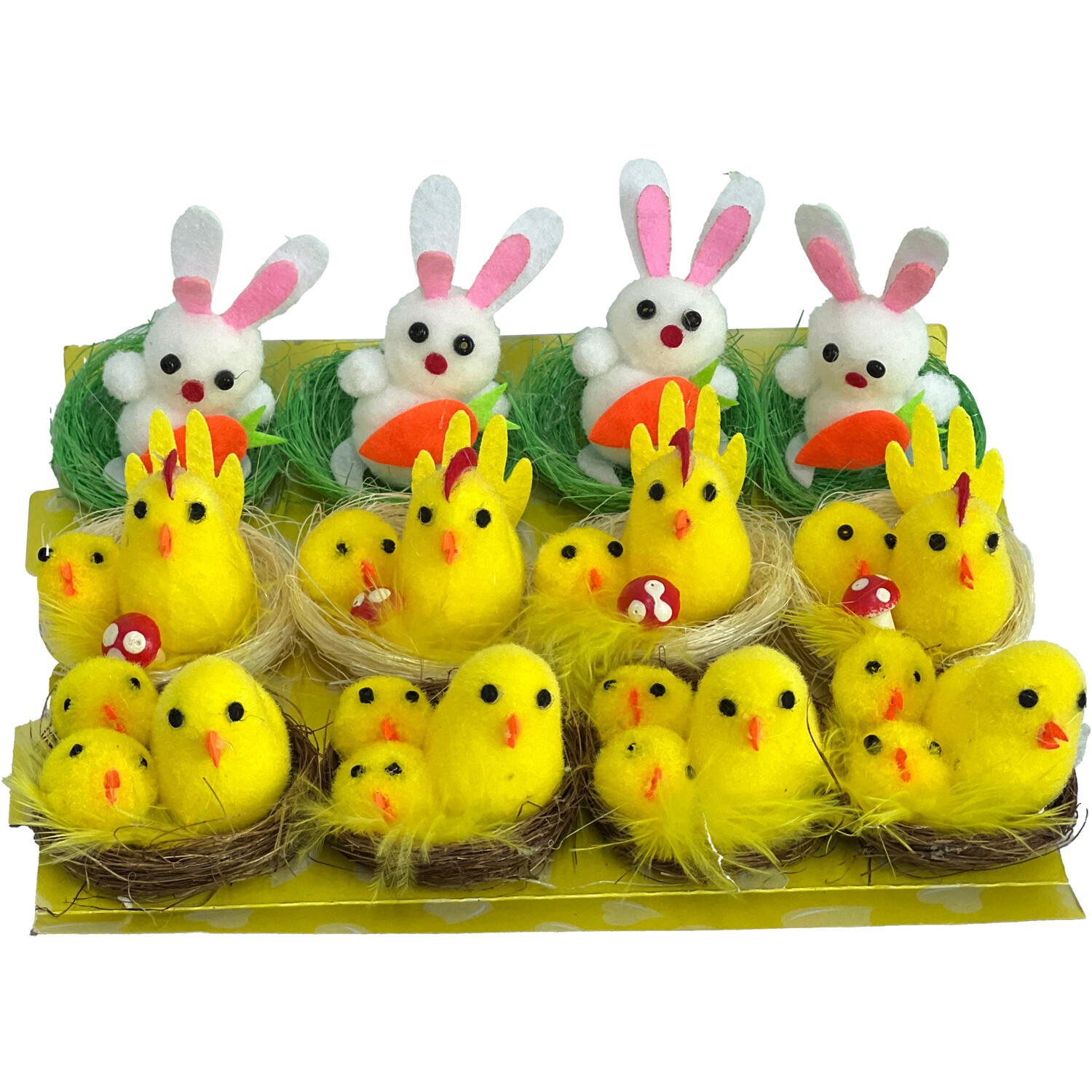 Pack of 12 Craft Chicks and Bunnies in Nests