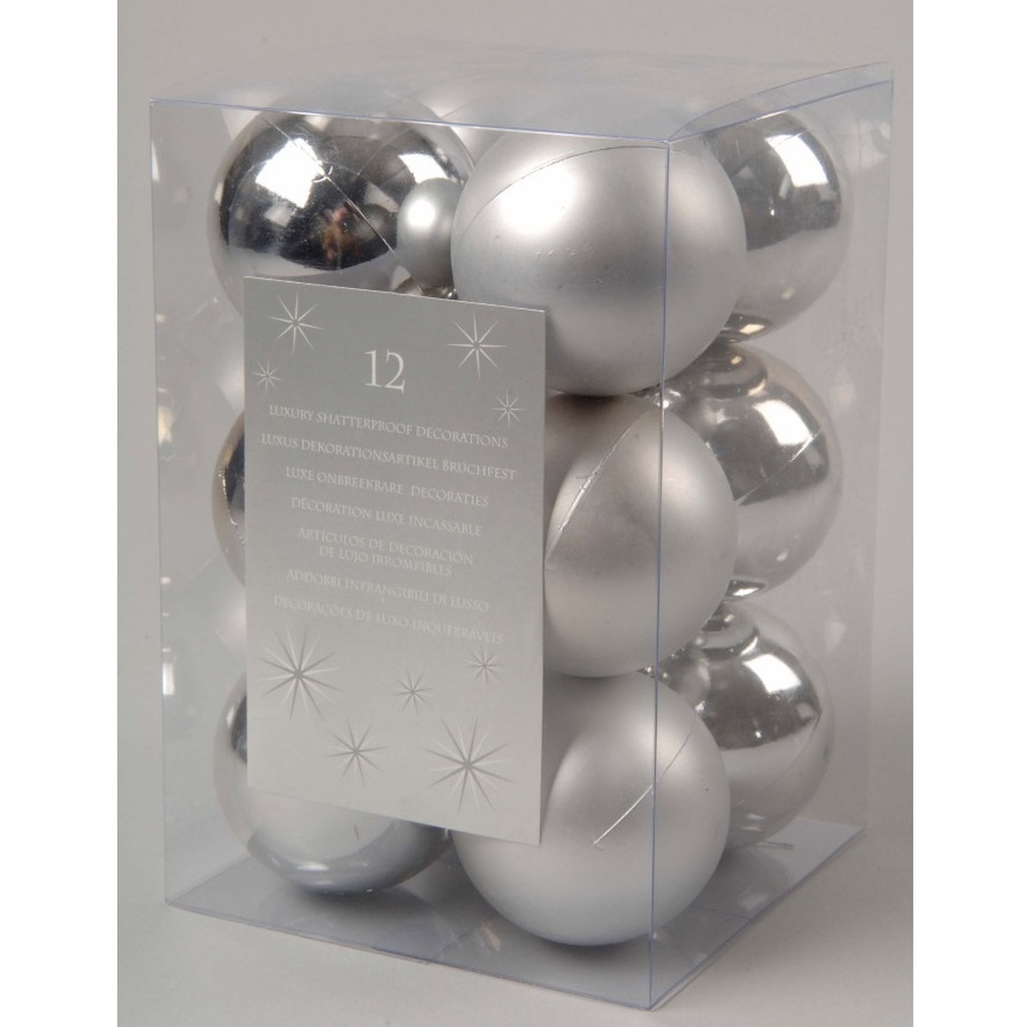 12 Silver Christmas Tree Baubles