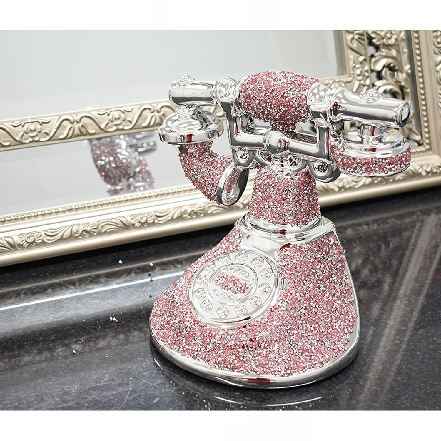 Romany Crushed Diamond Telephone Crystal Shelf Ornament Pink