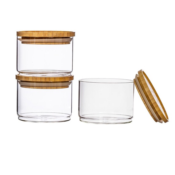 Stacking Set Of 3 Glass Storage Jars