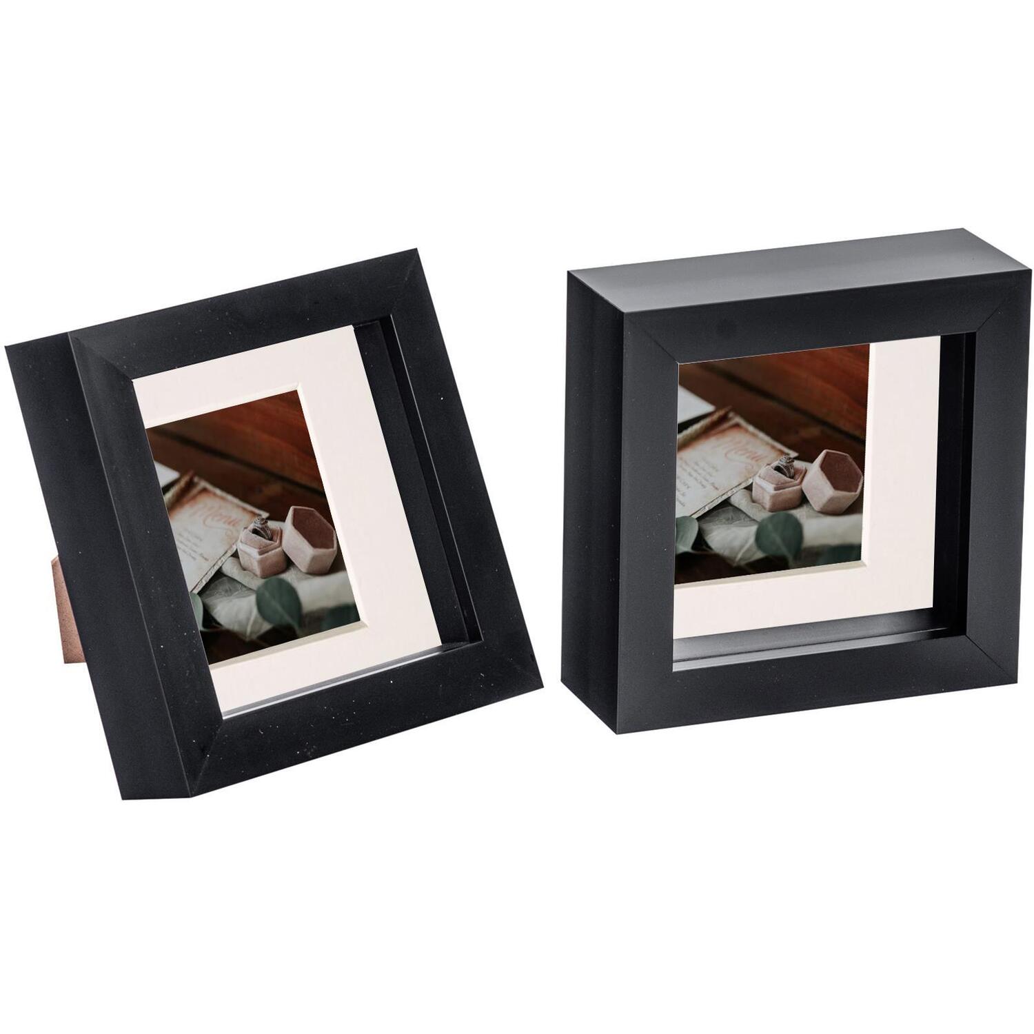 3D Box Photo Frame - 4x4" with 2 x 2" Mount Pack of 2
