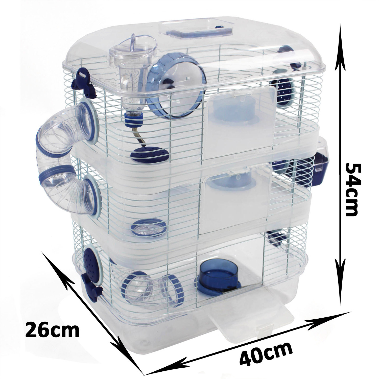Easipet Transparent Hamster Gerbil Mouse Cage 2 or 3 Storeys in Blue