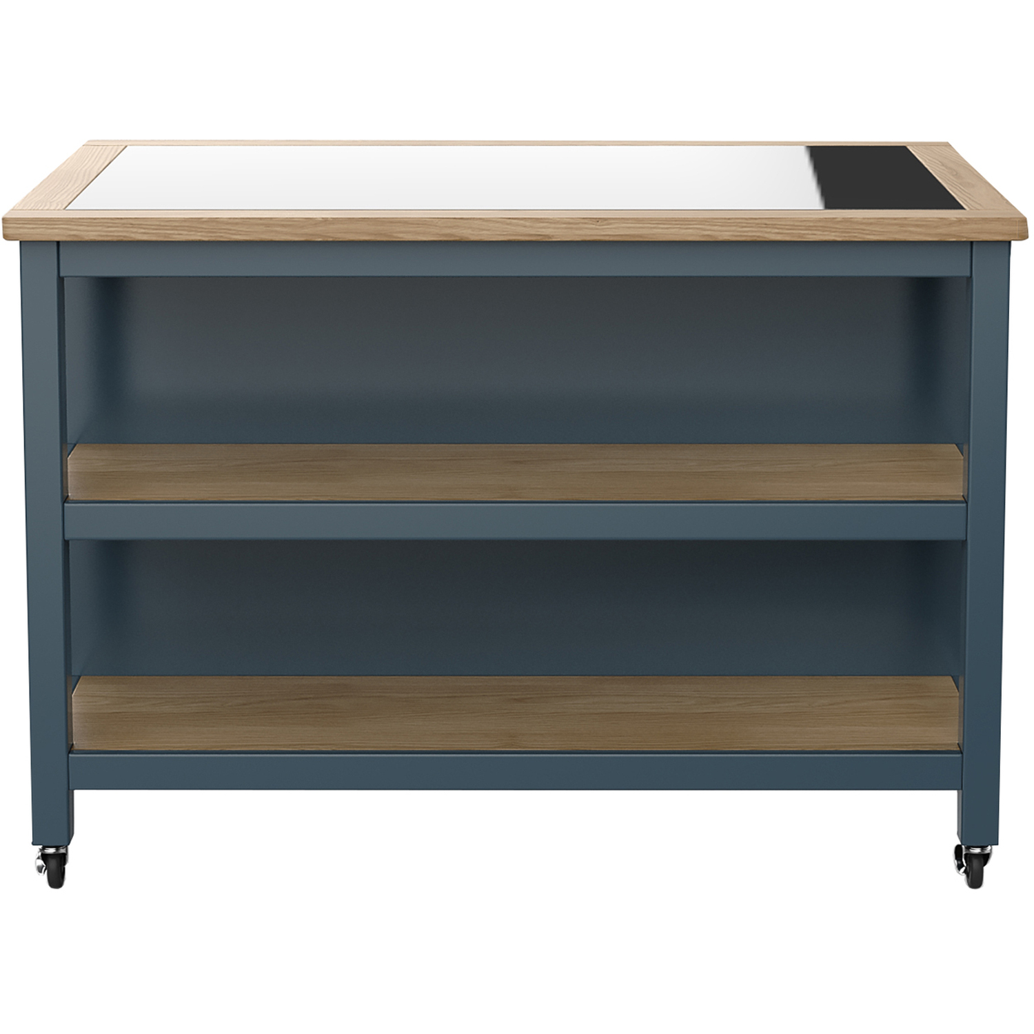 Kitchen Island (Blue) Open with Breakfast Bar