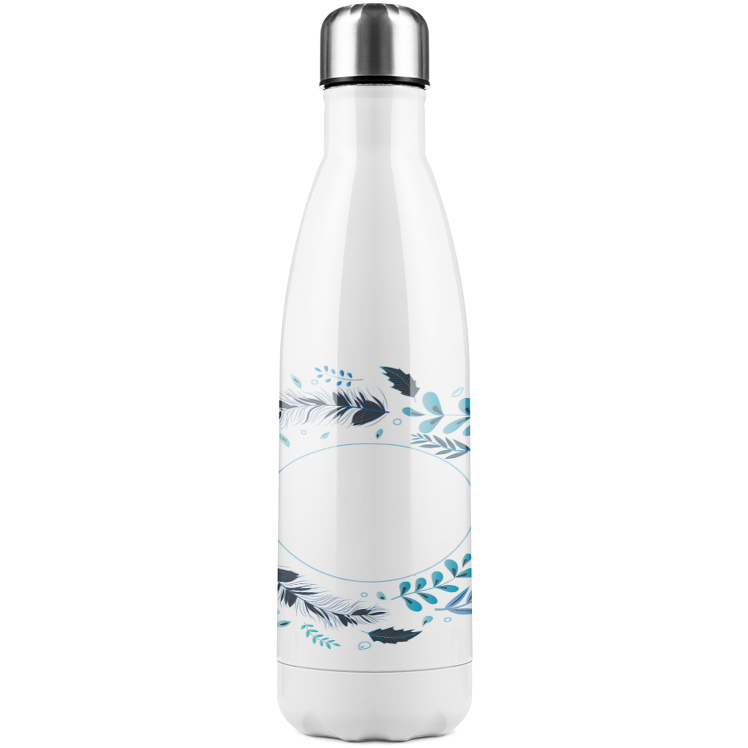 Blue Leaves Frame Stainless Steel Bottle