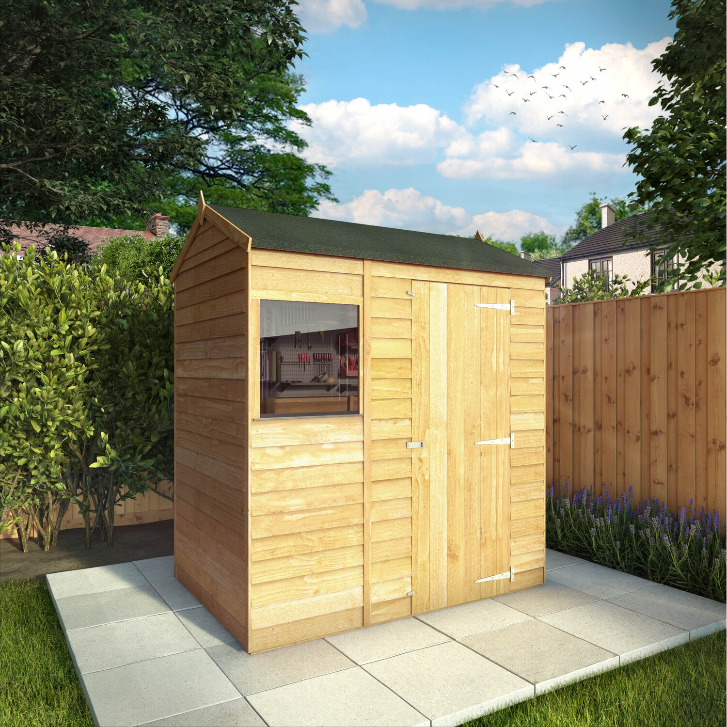 Waltons 6' x 4' Outdoor Wooden Overlap Reverse Apex Roof Garden Storage ...