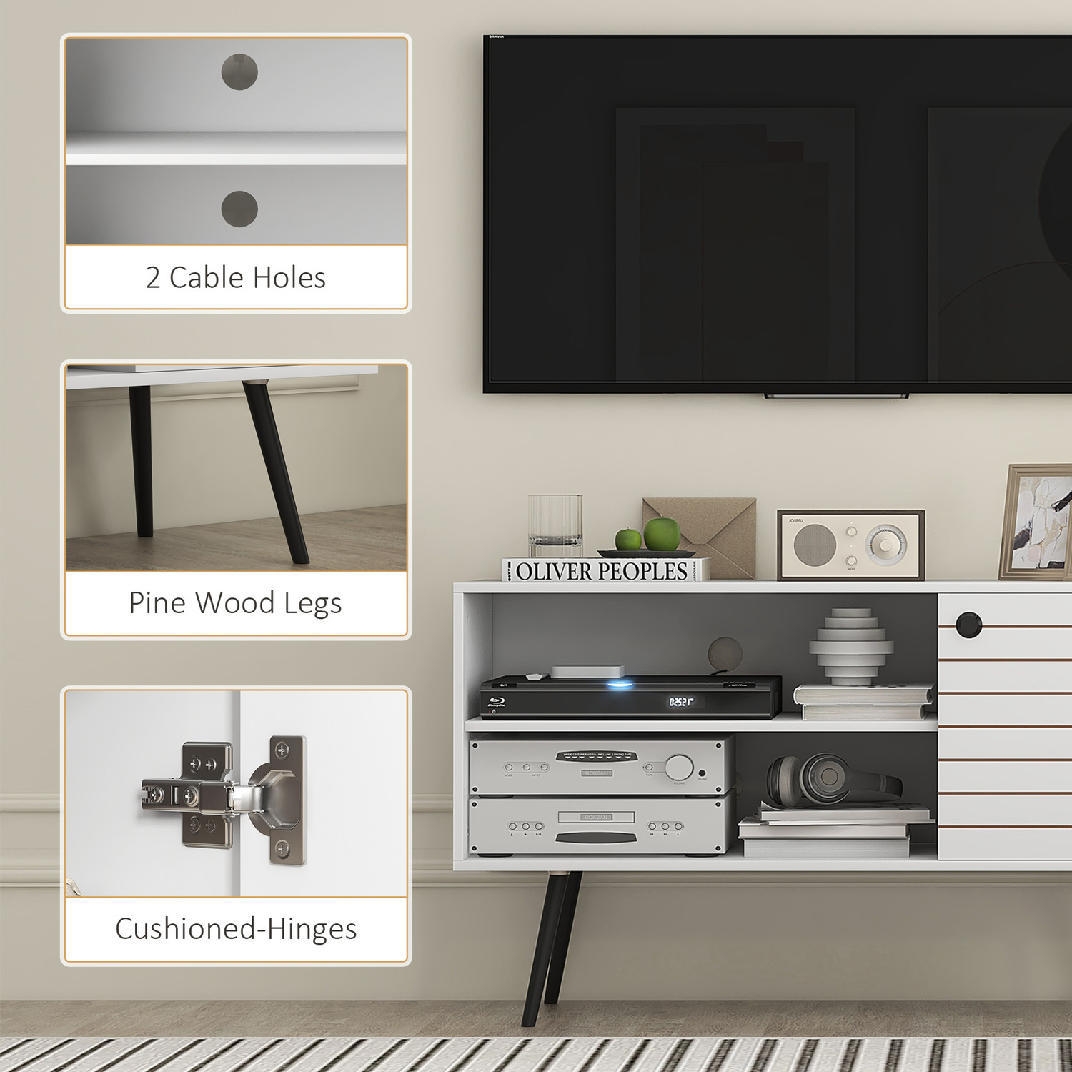 110cm TV Stand Cabinet for TVs with Open Shelves,