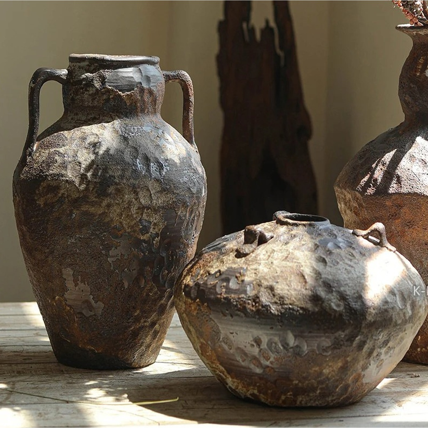 Retro Organic Rough Finish Ceramic Vase