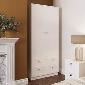 2 Door 2 Drawer Combination Wardrobe Matt White Panelled Design