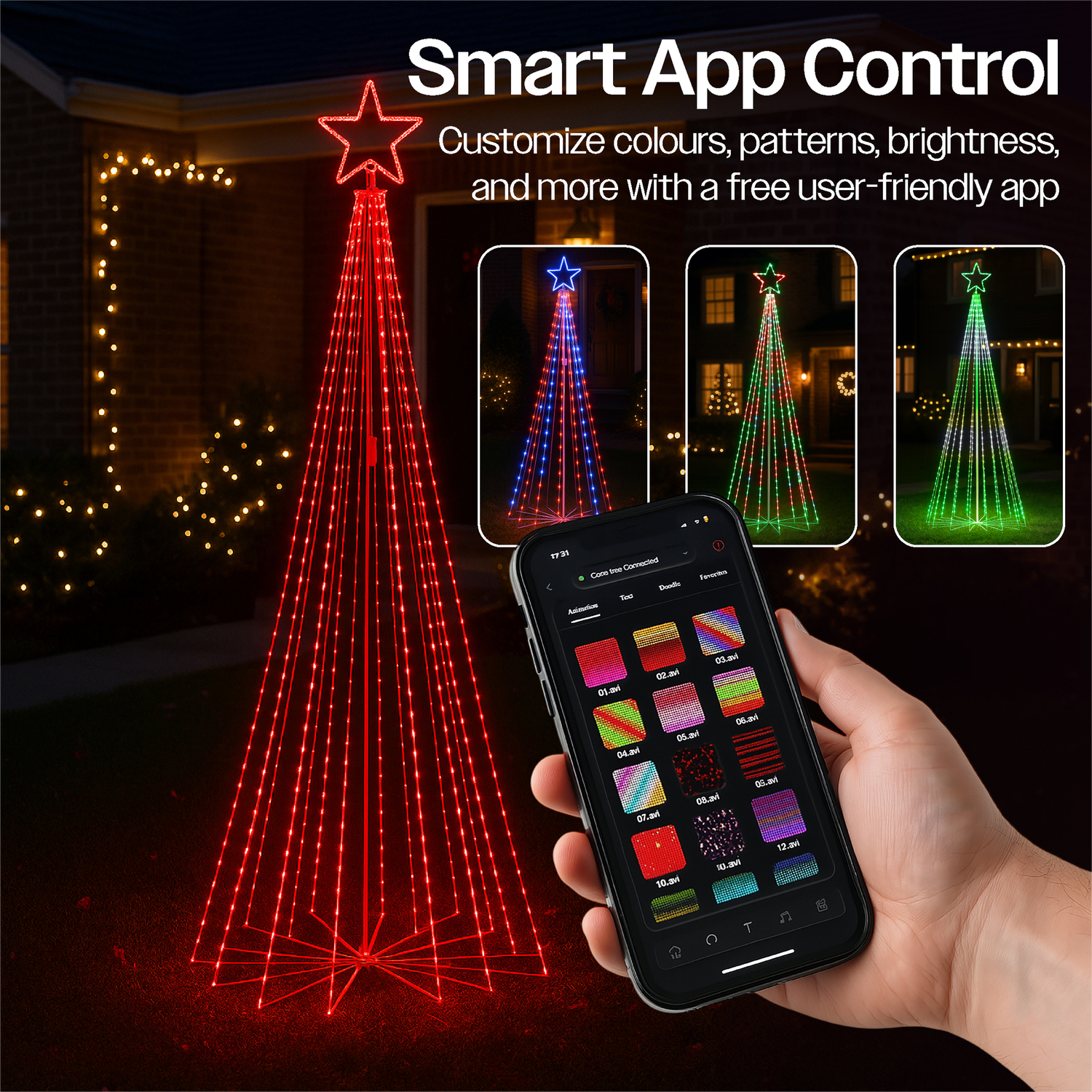 Cone Tree RGB APP Control 18 String 804 LED 2.4M