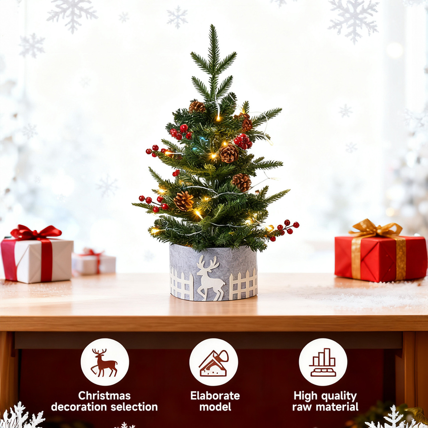 Lifeideas Pre-Lit Mini Christmas Tree 34cm Width