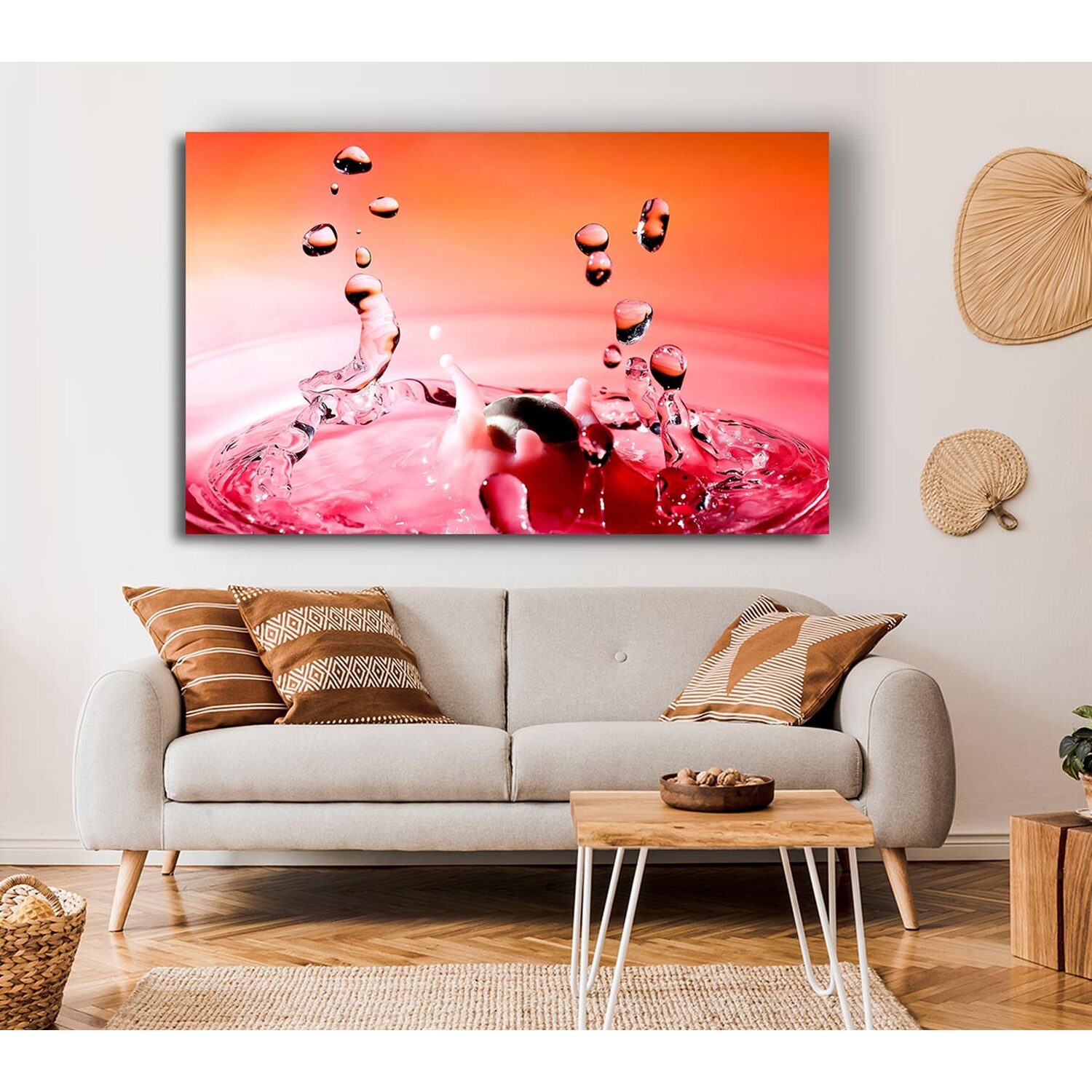 Pink Water Splash Canvas Print Wall Art