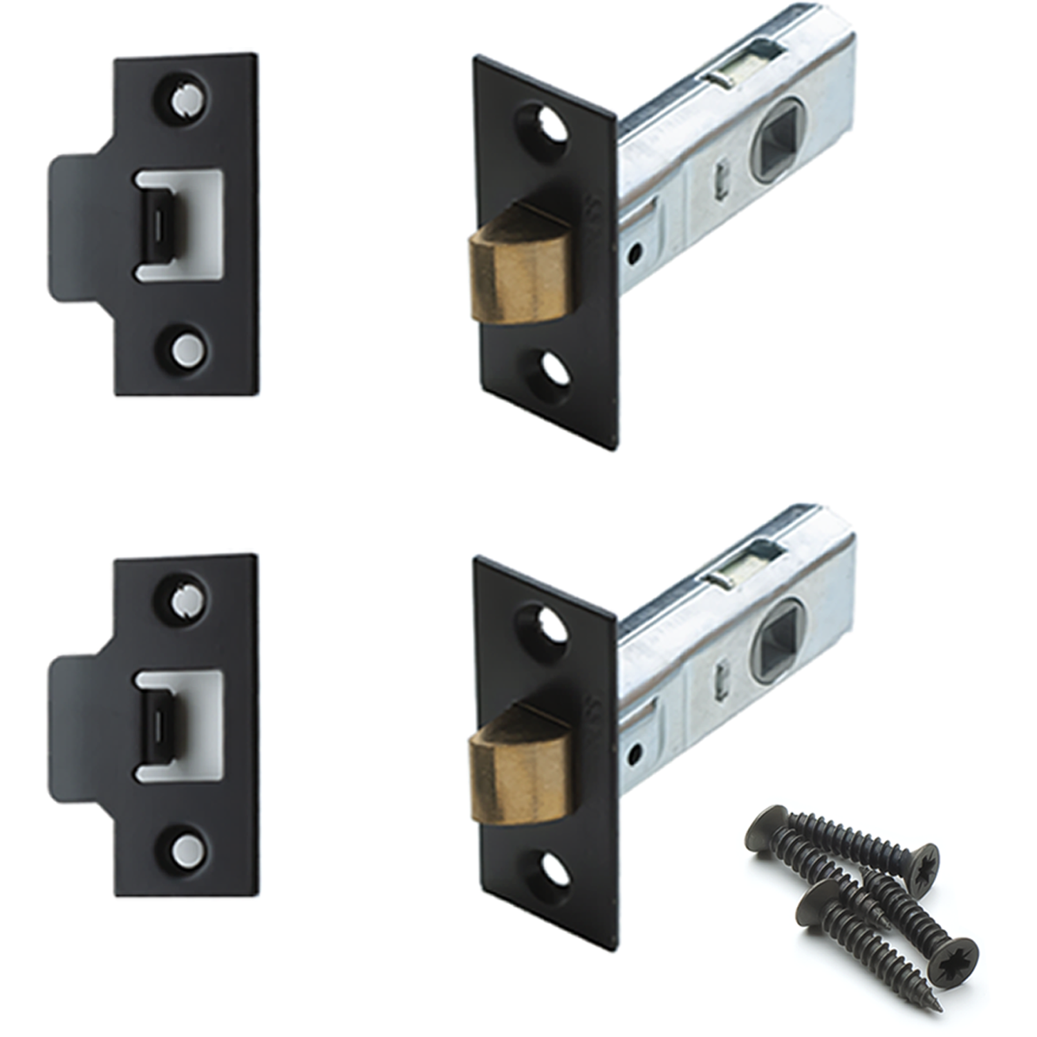 Pair of 2 inches Matt Black Tubular Mortice Latch