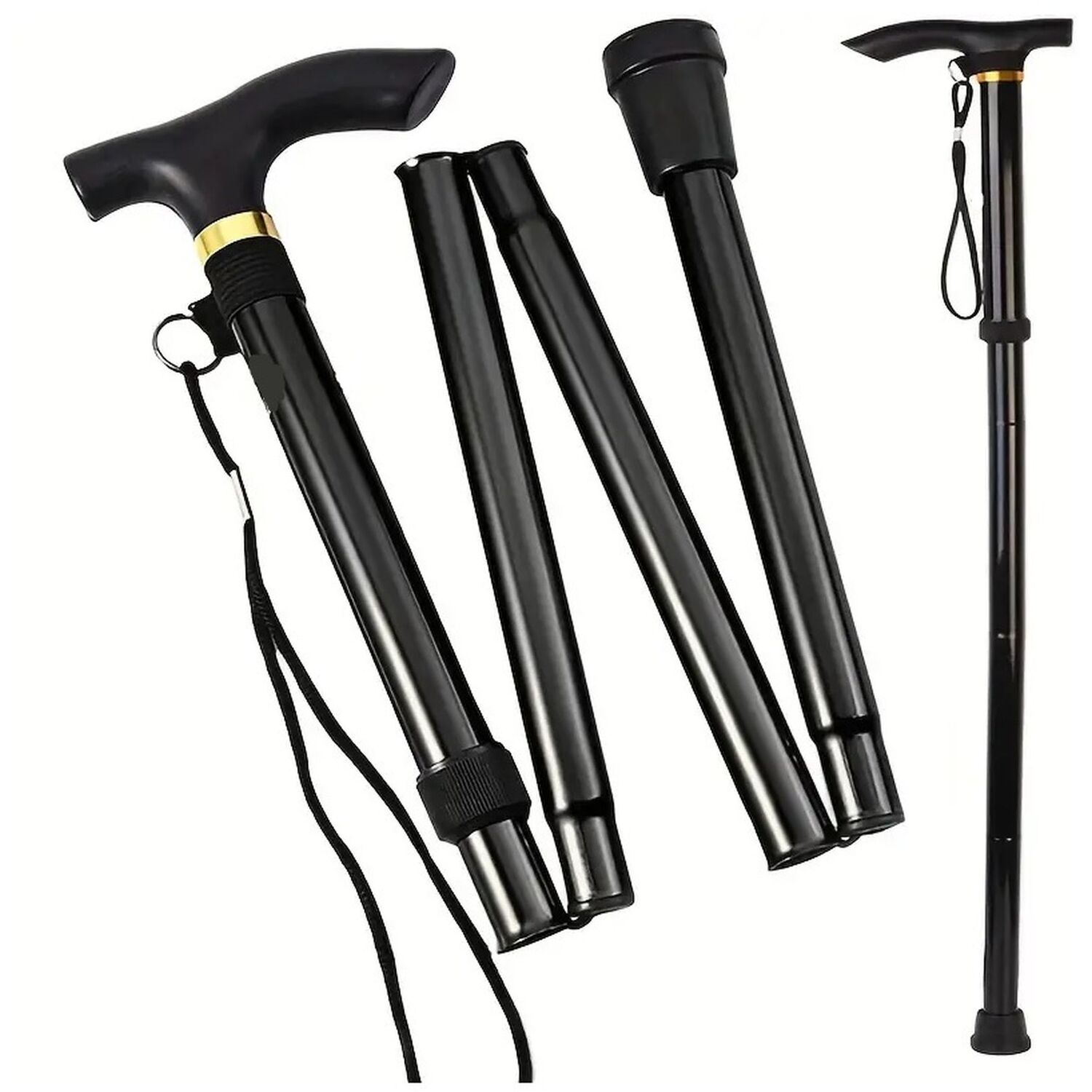 Adjustable Folding Walking Stick Portable Light Aluminium 93cm