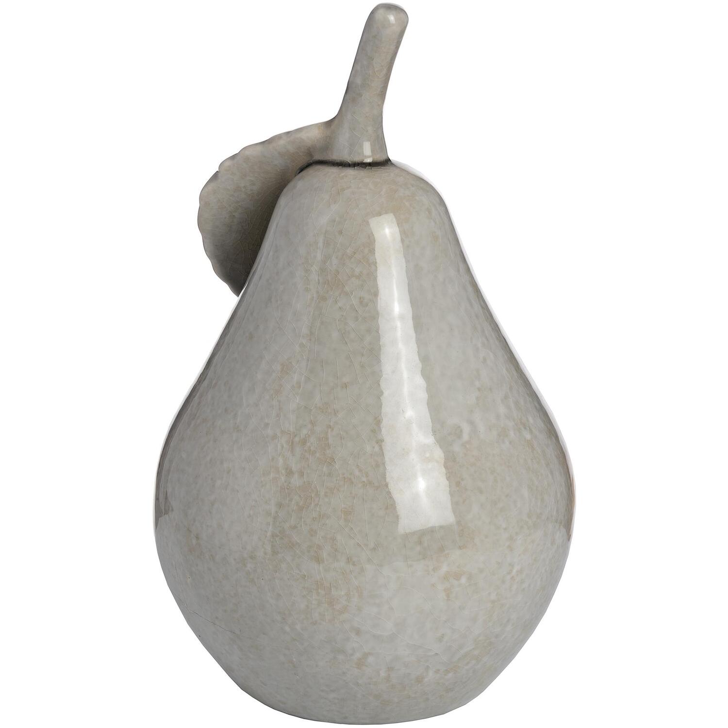 Antique Grey Large Ceramic Pear - Rustic Home Decor