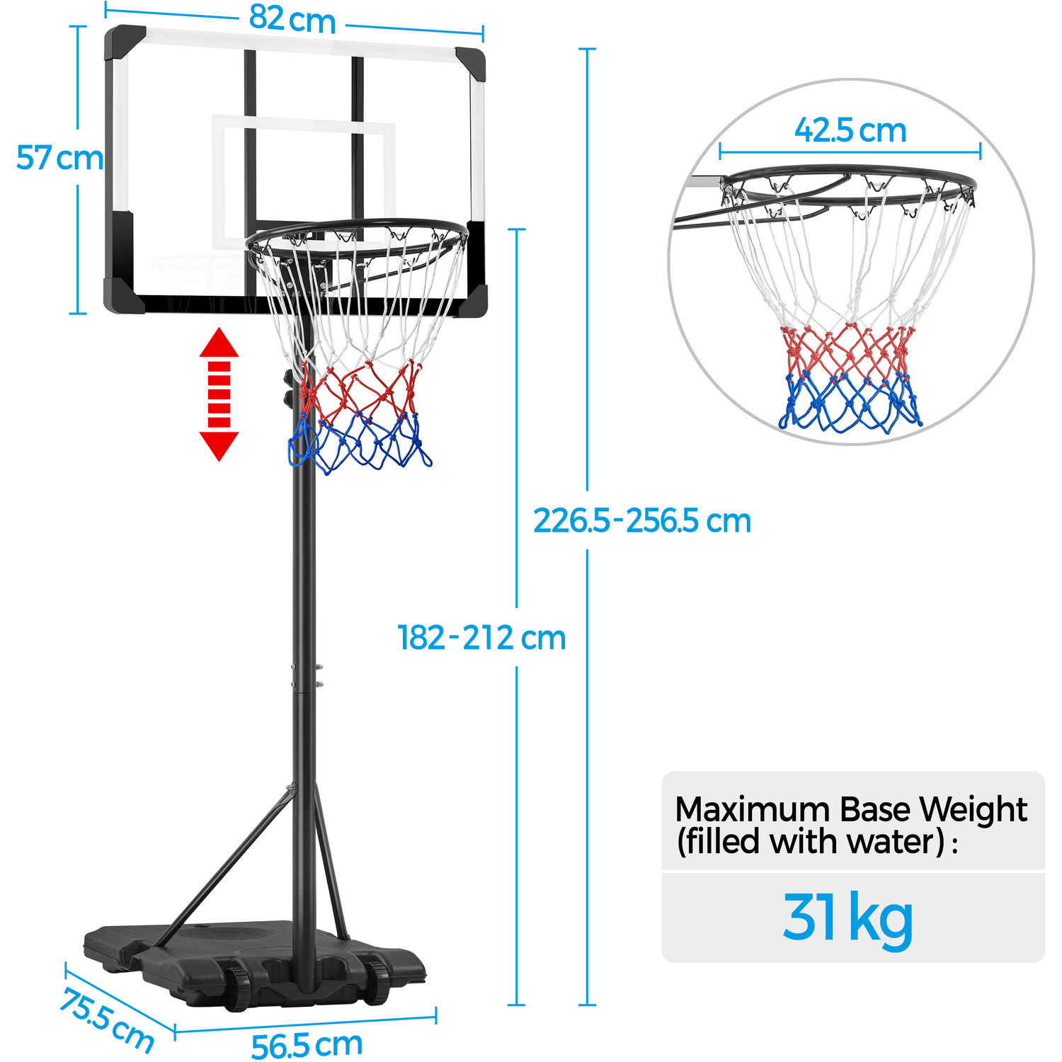 Portable Basketball Hoop with PVC Backboard