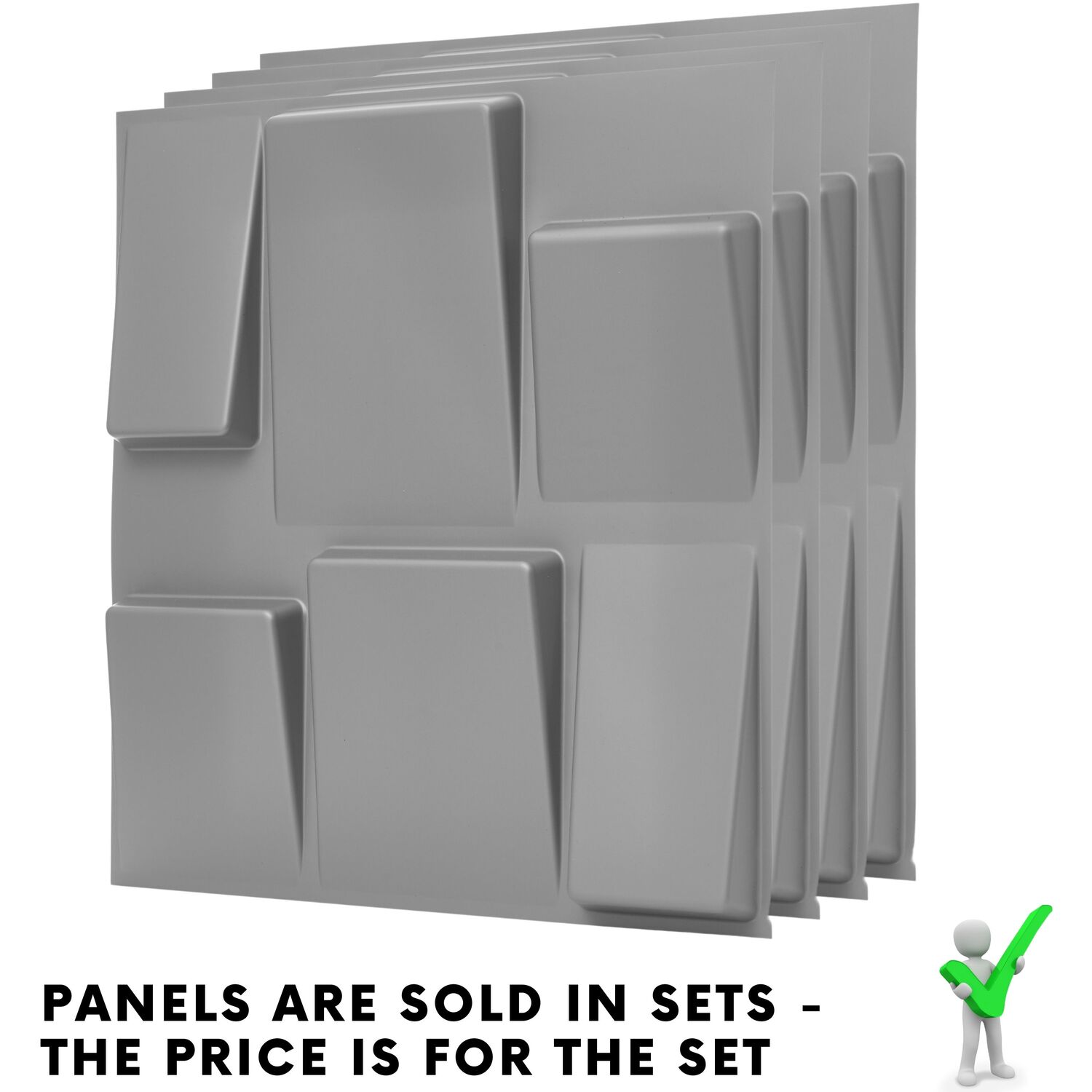 3D Wall Panels with Adhesive Included - Geometric Squares Design