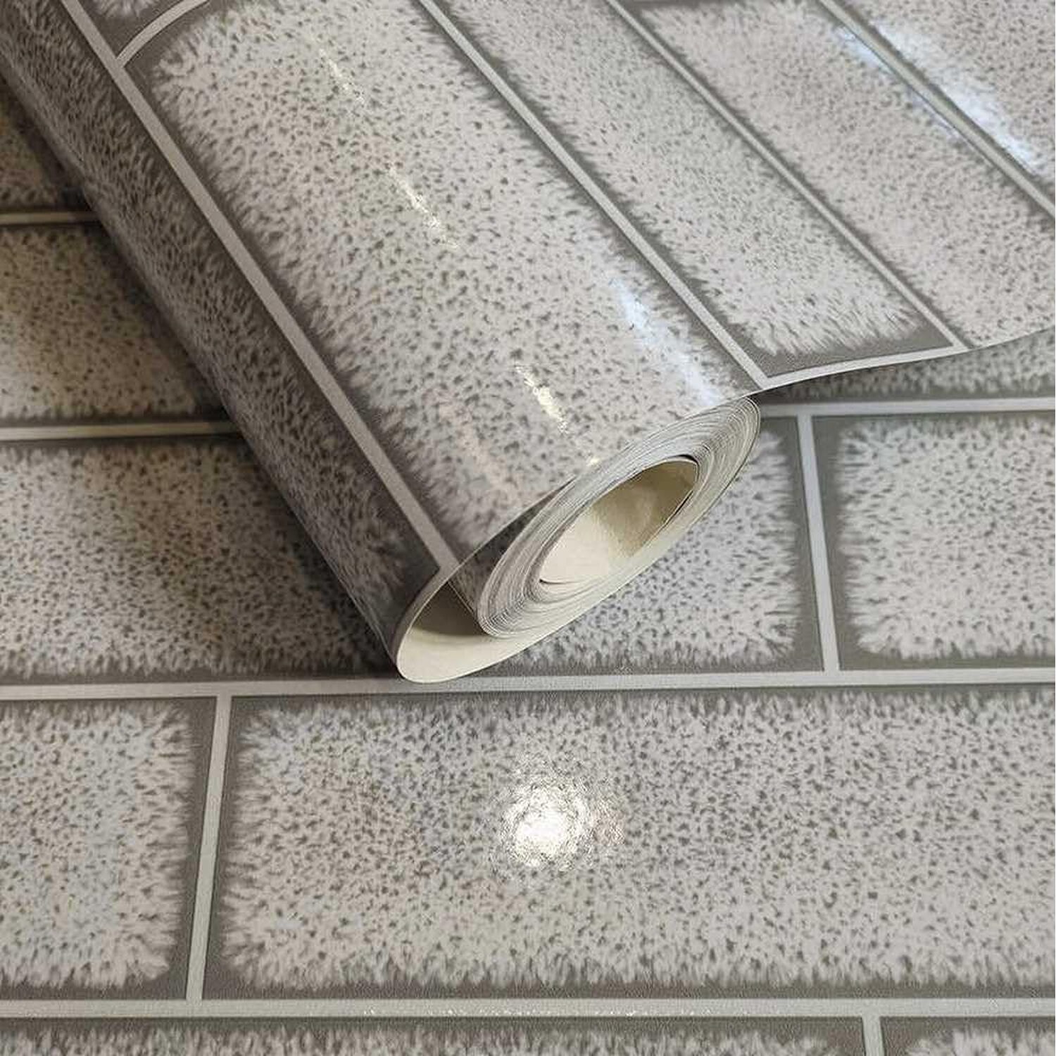Celadon Gloss Tiles Brick Tiling On a Roll Wallpaper