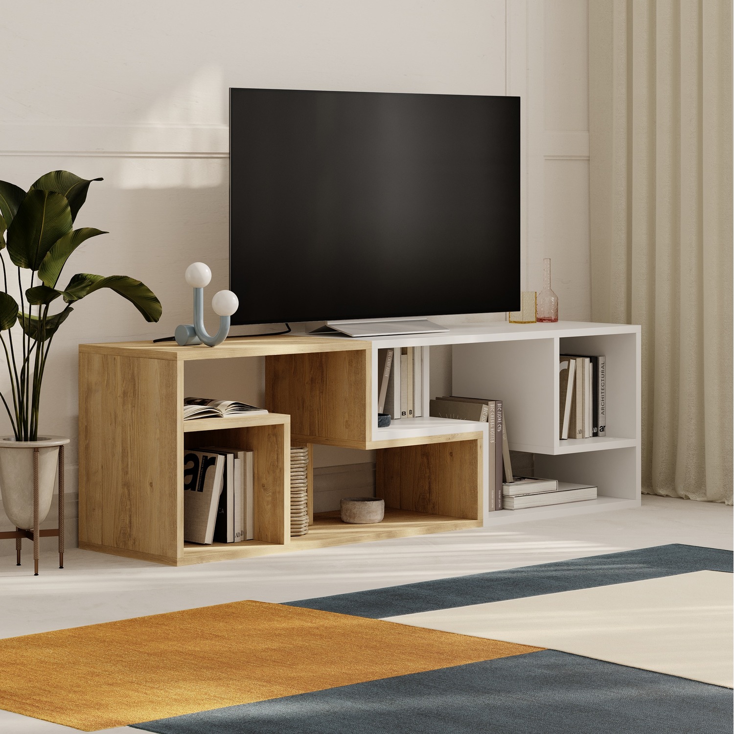 Glis Modern Corner TV Unit with Adjustable Shelves