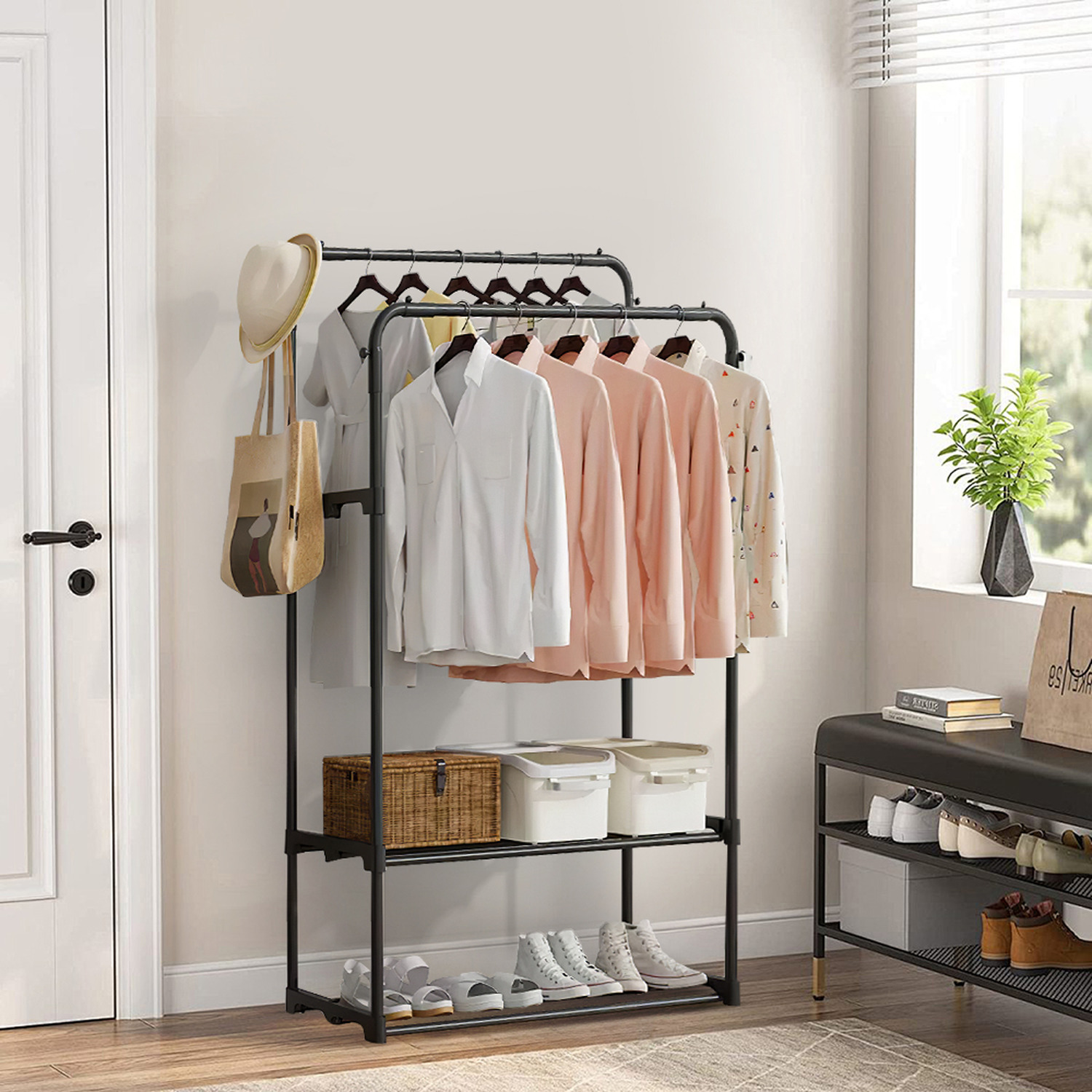 Double Rod Metal Clothes Rack