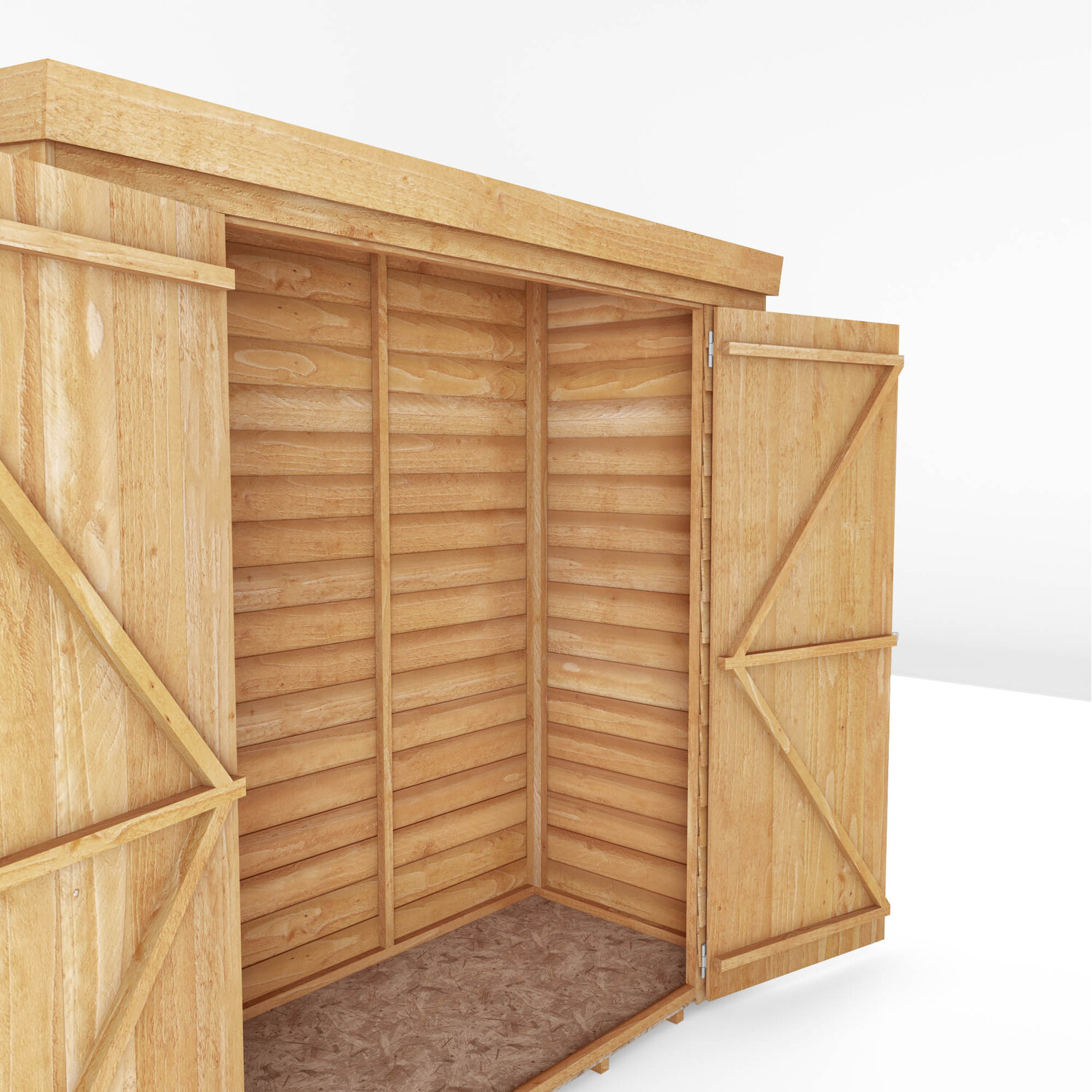 Waltons 6' x 2'6 Outdoor Wooden Overlap Pent Roof Garden Storage Shed